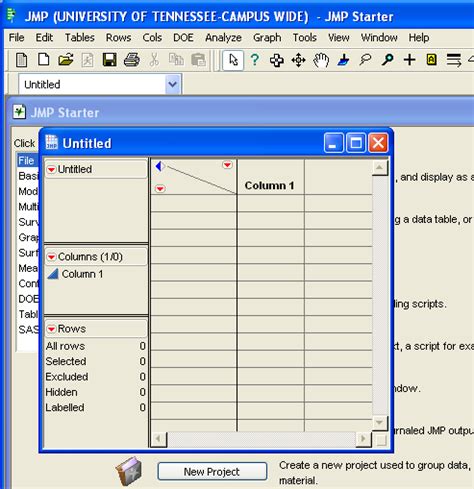 Creating A JMP Data Table