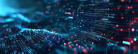 Abstract Visualization Of Digital Data Streams With Blue And Red