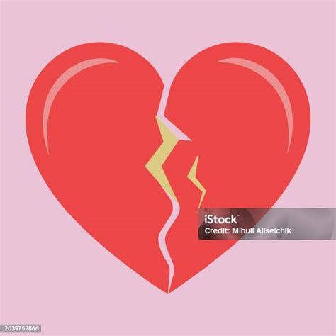 실연의 두 부분 하트 브레이크 기호입니다 간단한 평면 벡터 스타일 클립 아트 일러스트 고독 부정적인 감정 표현에 대한 스톡 벡터 아트 및 기타 이미지 고독 부정적인 감정