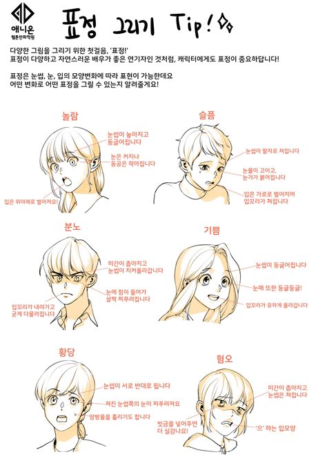 송도 애니온 강좌봇 On Twitter [그림 강좌] 재밌지만 어려운 표정그리기 잘못하면 어색하게 그려지기 쉬운데요~😩 좀