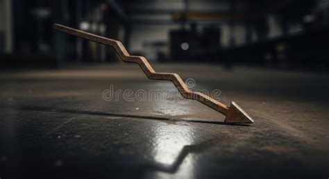 Rusty Downward Trend Arrow On Industrial Floor Stock Illustration Illustration Of Warehouse