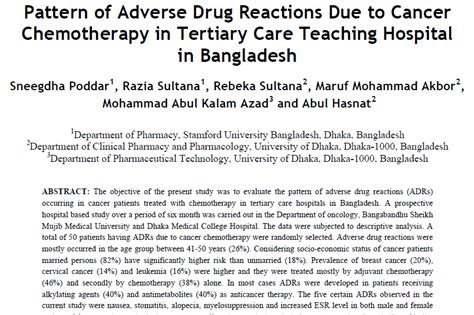 Pattern Of Adverse Drug Reactions Due To Cancer Chemotherapy In Tertiary Care Teaching Hospital