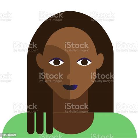 흰색 배경에 현대 활기찬 플랫 색상의 추상 성인 아프리카 계 미국인 여성 아바타 아이콘 40 49세에 대한 스톡 벡터 아트 및