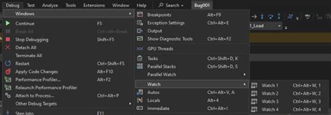 where is the debug option microsoft qanda