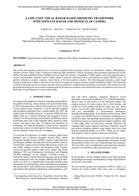 Pdf A Low Cost Visual Radar Based Odometry Framework With Mmwave