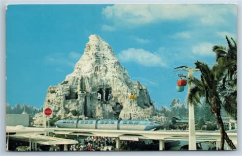 Postcard Monorail Matterhorn Disneyland California Tomorrowland Coke