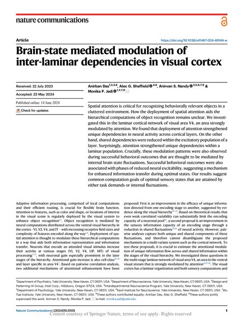 Pdf Brain State Mediated Modulation Of Inter Laminar Dependencies In