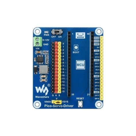 módulo de servocontrolador waveshare para raspberry pi pico 16 canales
