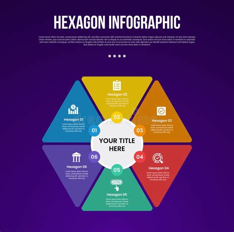 Hexagon Or Hexagonal Six Sided Polygon Template Infographic With Triangle Component On Circle