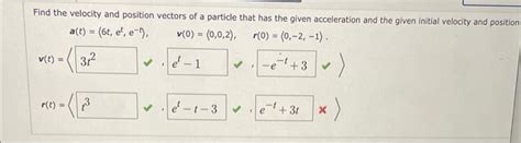 Solved Find The Velocity And Position Vectors Of A Particle Chegg