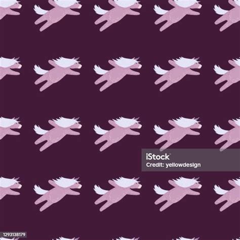 간단한 유니콘 마법 요소와 어린이 원활한 만화 패턴 보라색 어두운 배경 0명에 대한 스톡 벡터 아트 및 기타 이미지 0명 귀여운 꿈같은 Istock