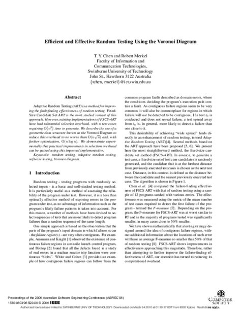 Pdf Efficient And Effective Random Testing Using The Voronoi Diagram