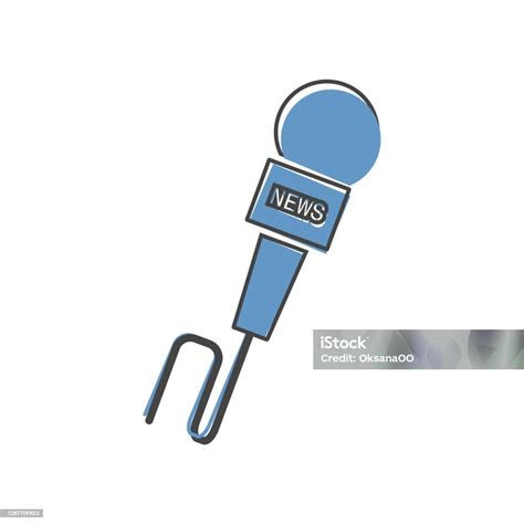 흰색 고립 된 배경에 뉴스 기호 만화 스타일 마이크 아이콘 언론인에 대한 스톡 벡터 아트 및 기타 이미지 언론인 마이크