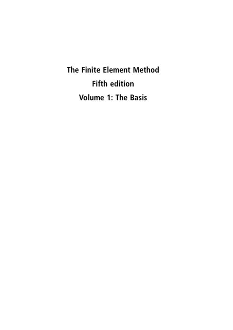 The Finite Element Method Vol1 The Basis R Taylor