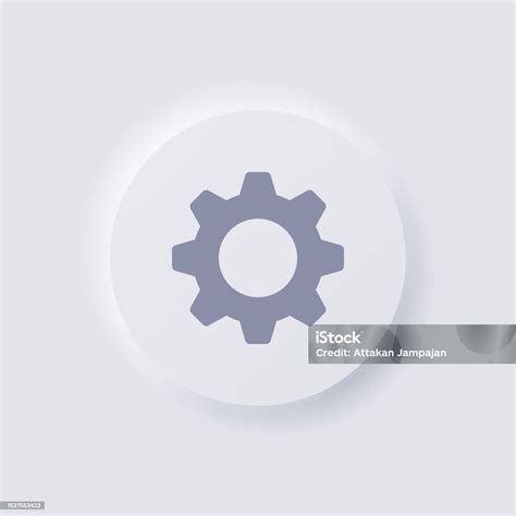 톱니바퀴 아이콘 웹 디자인을 위한 White Neumorphism 소프트 Ui 디자인 응용 프로그램 Ui 등 버튼 벡터 3차원