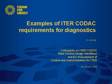 Examples Of Iter Codac Requirements For Diagnostics S