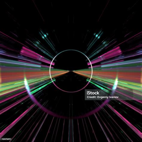 우주에서의 고속 하이퍼 점프 터널에서의 빠른 움직임 흐릿한 전진 운동 터널에서 빛나는 광선 3d 렌더링 3차원 형태에 대한 스톡 사진 및 기타 이미지 Istock