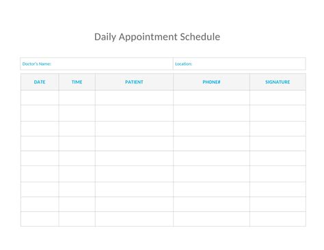 Appointment Spreadsheet Template