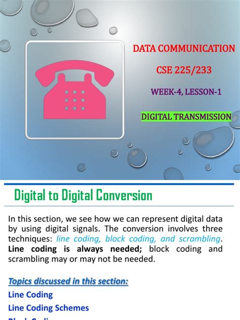 data communication cse 225 233 week 4 lesson 1 digital transmission pdf bit rate