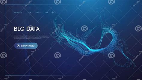 Abstract Data Stream Visualization In Blue With Flowing Lines Stock