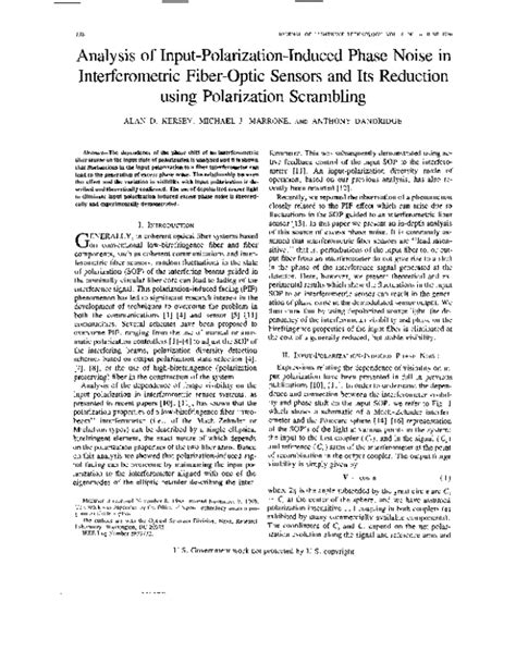 Pdf Analysis Of Input Polarization Induced Phase Noise In