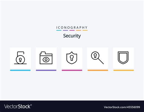 Security Line 5 Icon Pack Including Time Private Vector Image