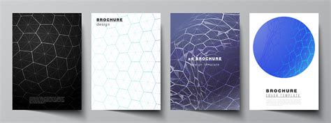 A4 형식 의 벡터 레이아웃 커버 모형 브로셔 전단지에 대한 디자인 템플릿 육각형이 있는 디지털 기술과 빅 데이터 개념 점과 선을 연결하는 다각형 과학 의학 배경 0명에