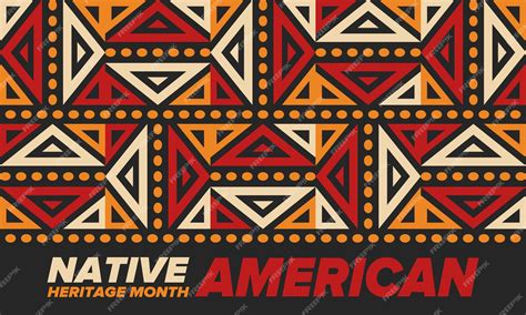 11월 아메리카 원주민 문화유산의 달 아메리칸 인디언 문화 전통 패턴 벡터 프리미엄 벡터