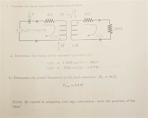 Solved Consider The Linear Transformer Circuit Given Chegg