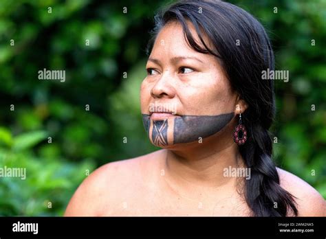 Beautiful Woman From Embera Tribe From A Village In Chagres National