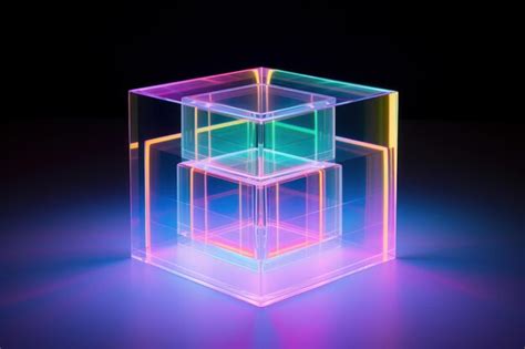 Premium Photo Glowing Abstract Neon Cube Light Generate Ai
