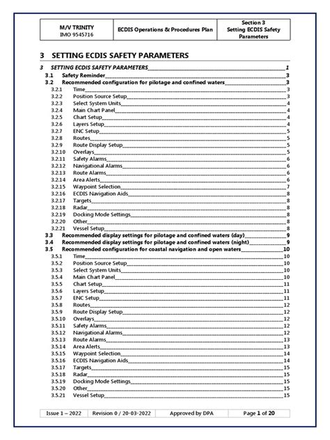 Setting Of Ecdis Safety Parameters Pdf Navigation Underwater Diving