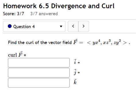 Solved Homework Divergence And Curl Score Chegg Com