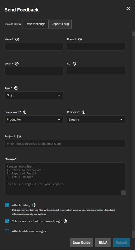 Scale Enterprise Bug Report Form