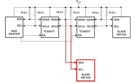 TCA9517 Connecting Master Or Slave Device Between The Two TCA9517 Interface Forum