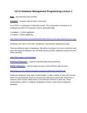 Lecture1 Docx CS 31 Database Management Programming Lecture 1 Data