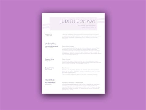Free Feminine Resume Template In Word Format Free Download