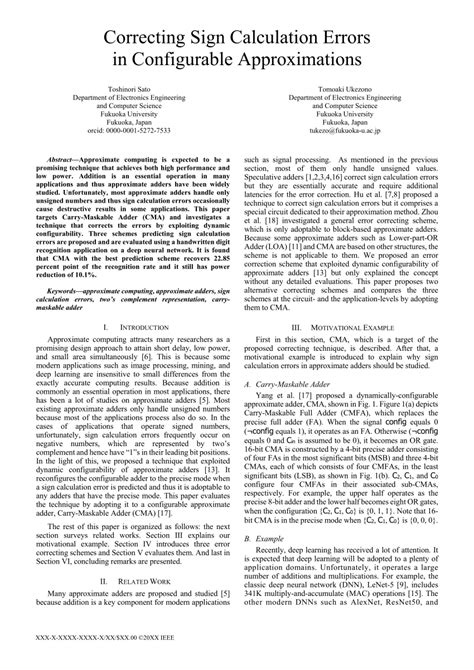 Pdf Correcting Sign Calculation Errors In Configurable Approximations
