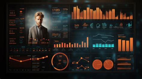 Premium Photo A Man Standing In Front Of A Display Of Graphs