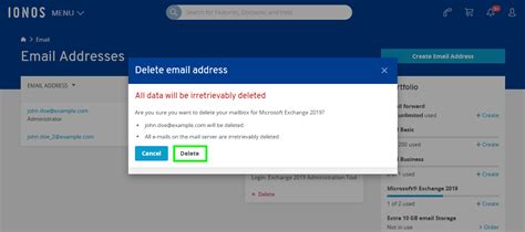 Microsoft Exchange 2019 Delete Email Address IONOS Help