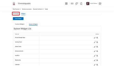 dtu learn support creating a welcome widget