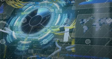 Image Of Scope Scanning And Binary Coding Over Man Wearing Vr Headset