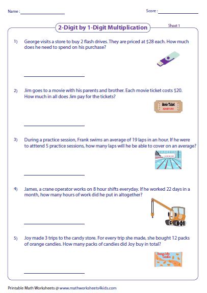 Problem Solving Multiplication Worksheets