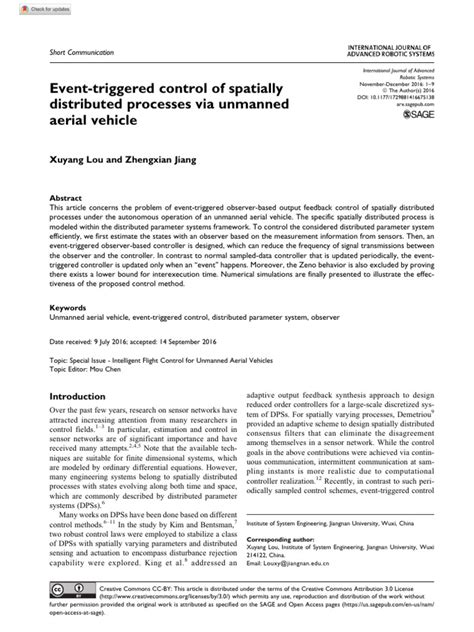 lou jiang 2016 event triggered control of spatially distributed