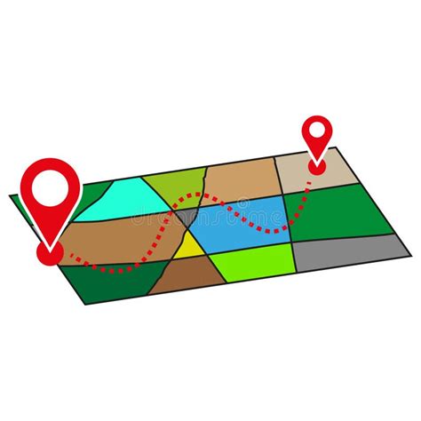 Map With Pin Icons Route And Location Markers Navigation Vector Illustration Colorful Travel