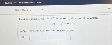 Solved This Is Not A Repeated Root So I Tried Eulers