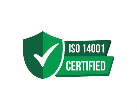 Iso 14001 인증 배지 아이콘 인증 스탬프 평면 디자인 벡터 벡터 재고 일러스트 레이 션 프리미엄 벡터