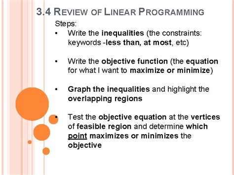 3 4 Review Of Linear Programming Steps Write