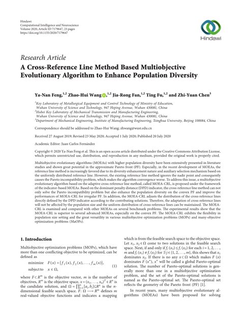 pdf a cross reference line method based multiobjective evolutionary
