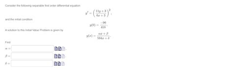 Solved Consider The Following Separable First Order